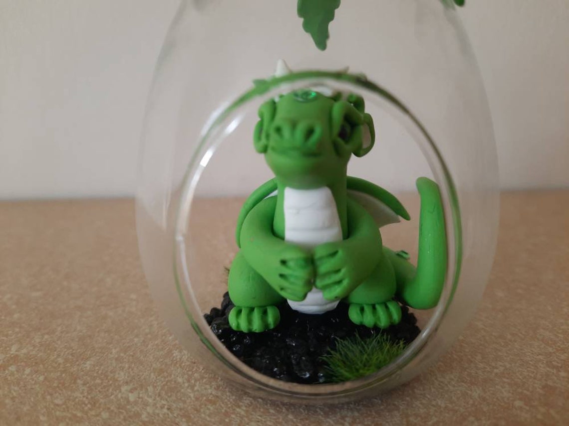 Green Polymer Clay Dragon in a Glass Egg Easter Dragon - Etsy UK