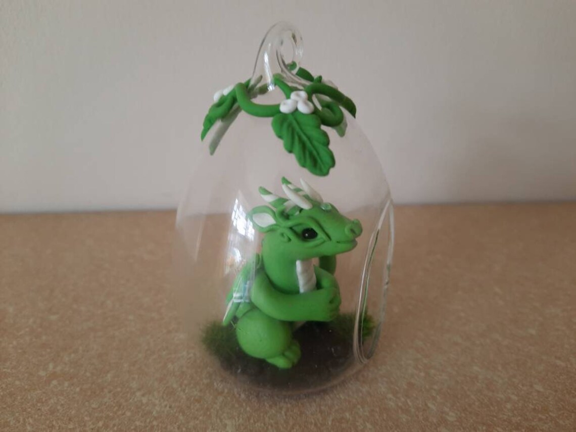 Green Polymer Clay Dragon in a Glass Egg Easter Dragon - Etsy UK