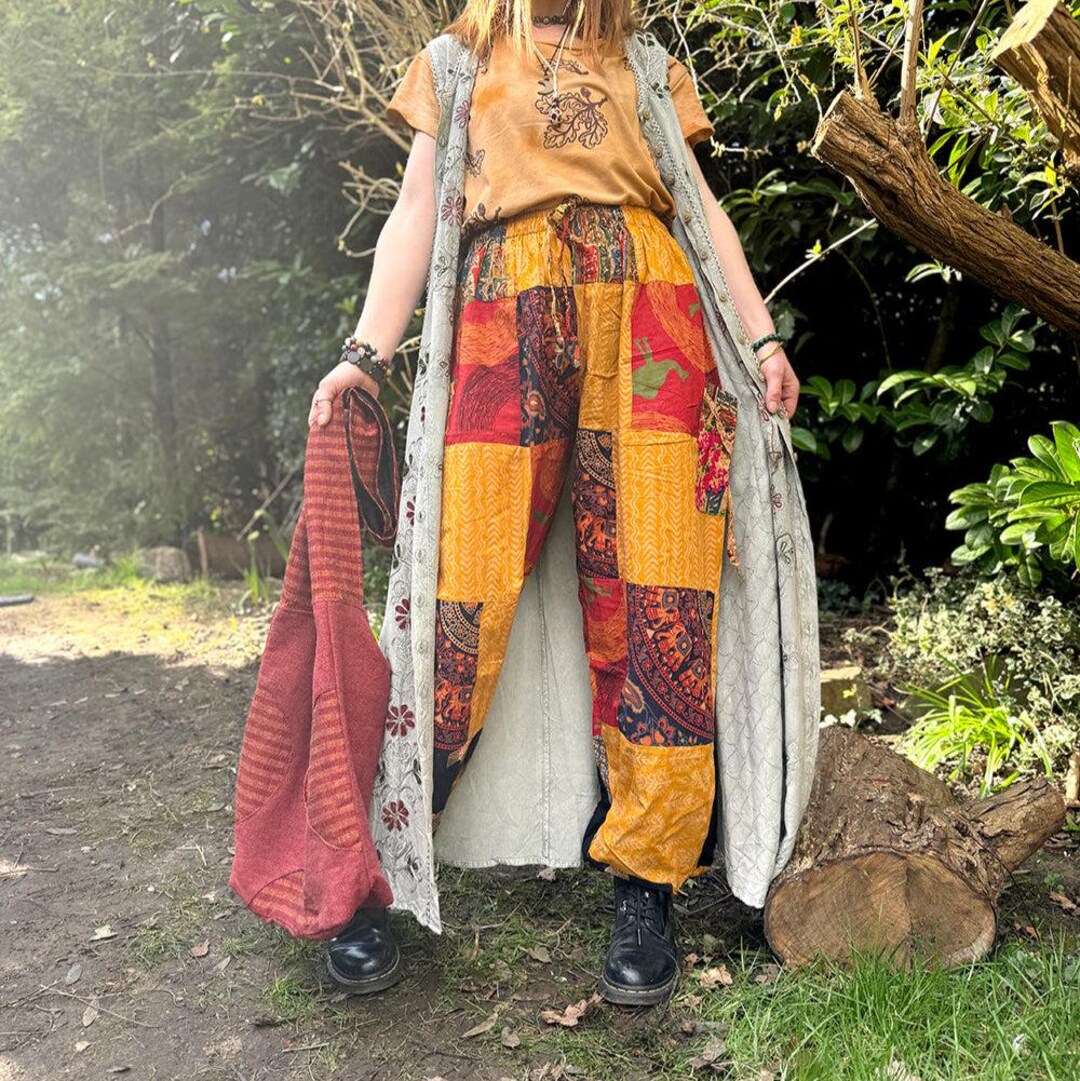 Indian Patchwork Islander Harem Hippie Trousers Fair Trade One Size ...