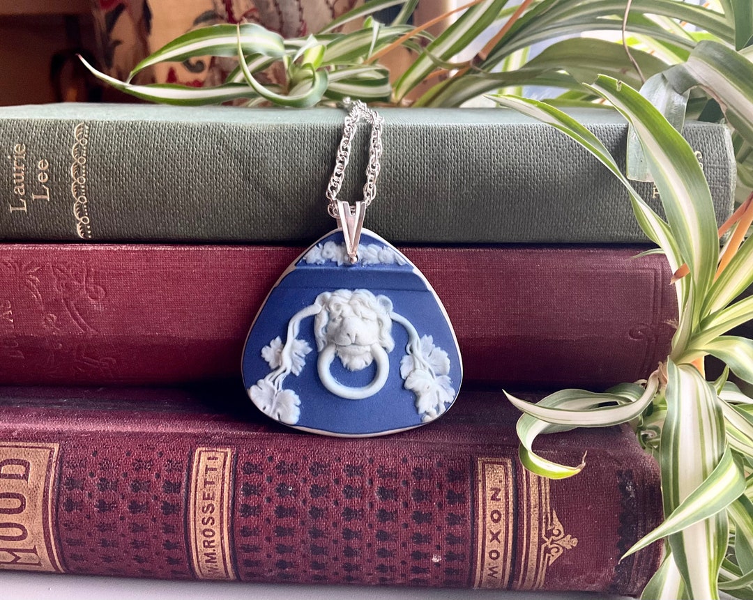 Antique Blue Dip Wedgwood Jasper Ware Cameo Pendant Necklace Broken ...
