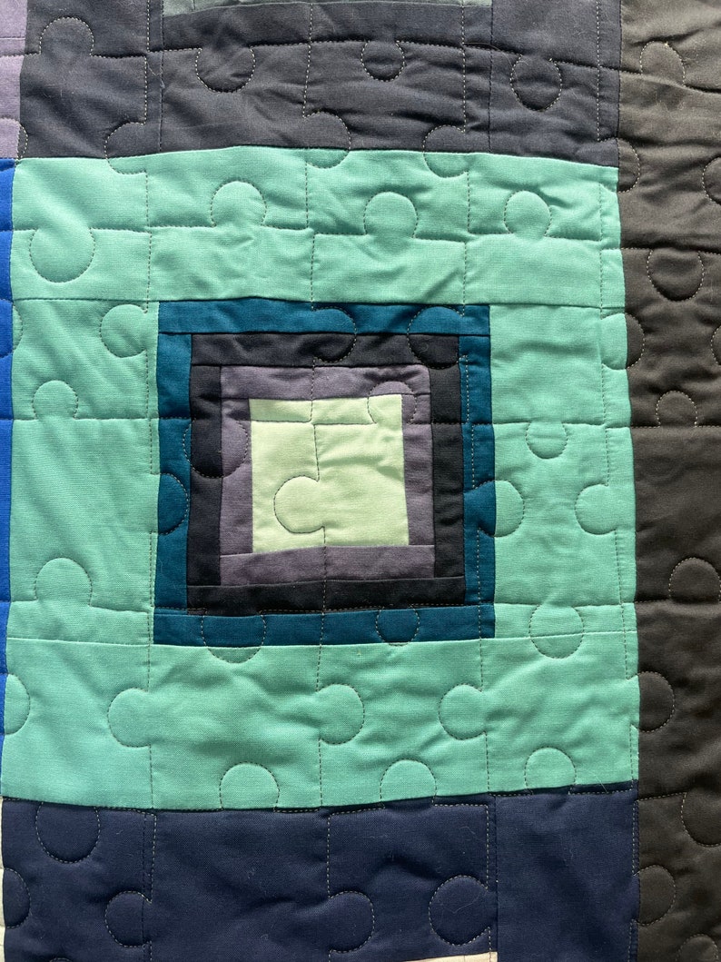 Blue Amish Squares Quilt - Etsy
