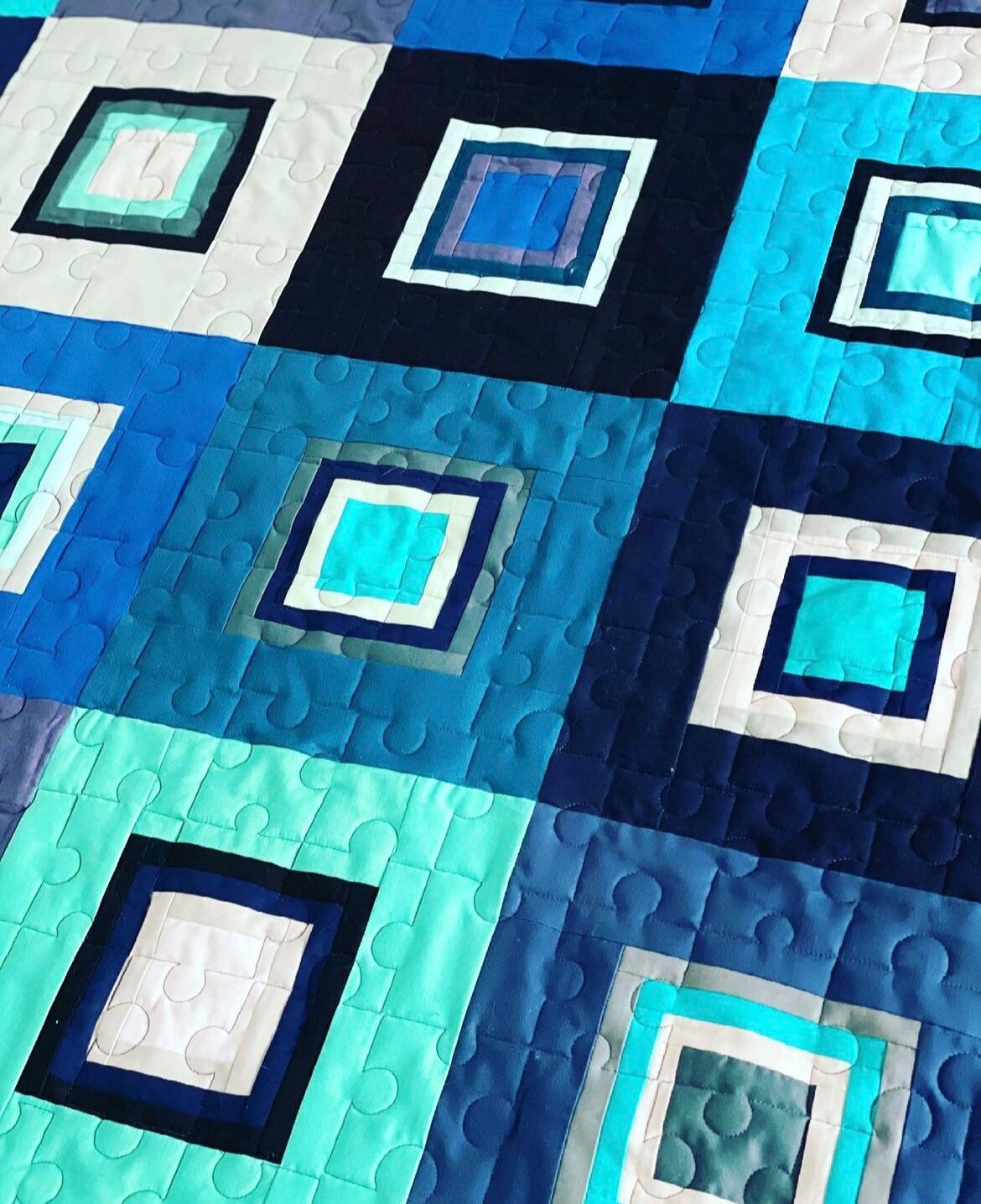 Blue Amish Squares Quilt - Etsy