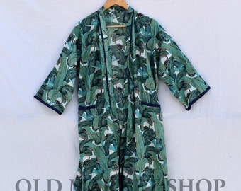 Green 100% Cotton Indian Beach Kimono Robe ,kimono Robe,cotton Robe ...