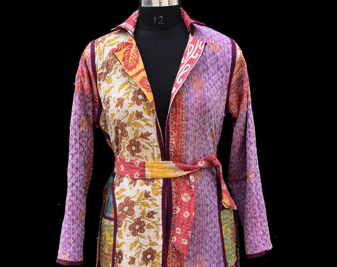 Long Jacket Coat Indian Handmade Vintage Kantha Jacket - Etsy