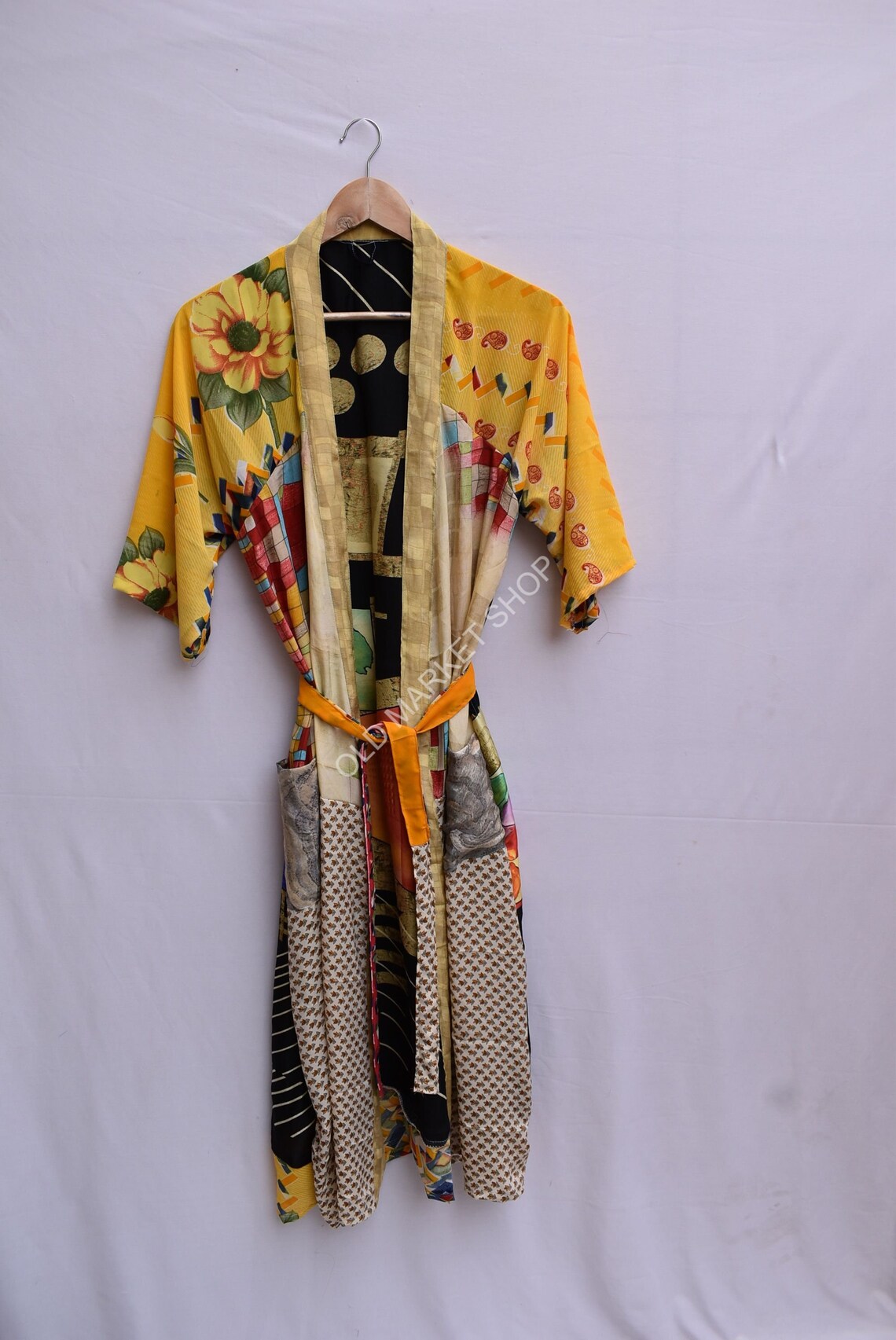 Patchwork Night Robe Indian Vintage Silk Sari Robe Nightdress - Etsy