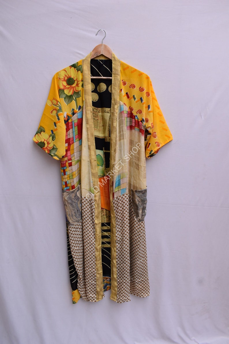 Patchwork Night Robe Indian Vintage Silk Sari Robe Nightdress - Etsy