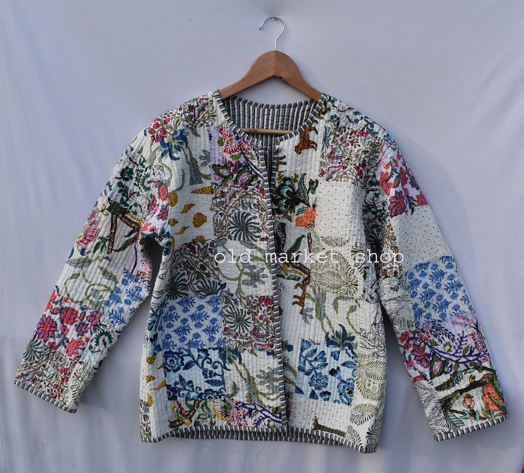 Jackets Quilted Kantha Vintage Patchwork Jackets Handmade Coat Kimono ...
