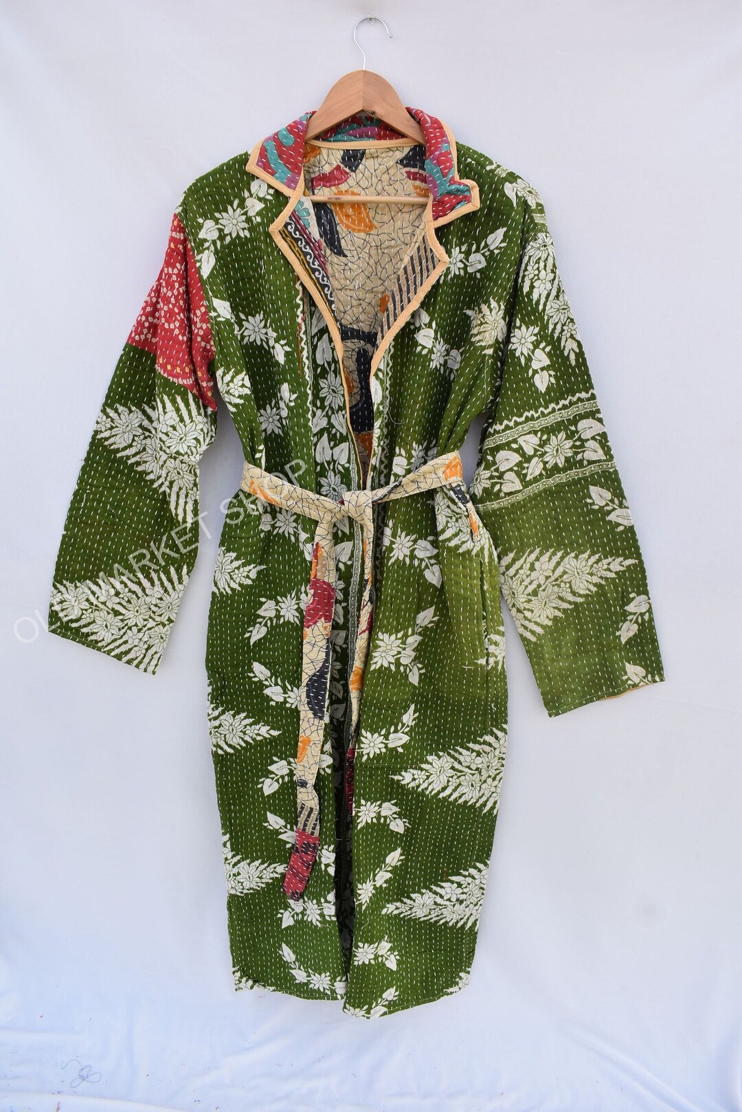 Kantha Robe Jacket,block Print, Quilted Jacket,boho Wear,kantha Coat ...