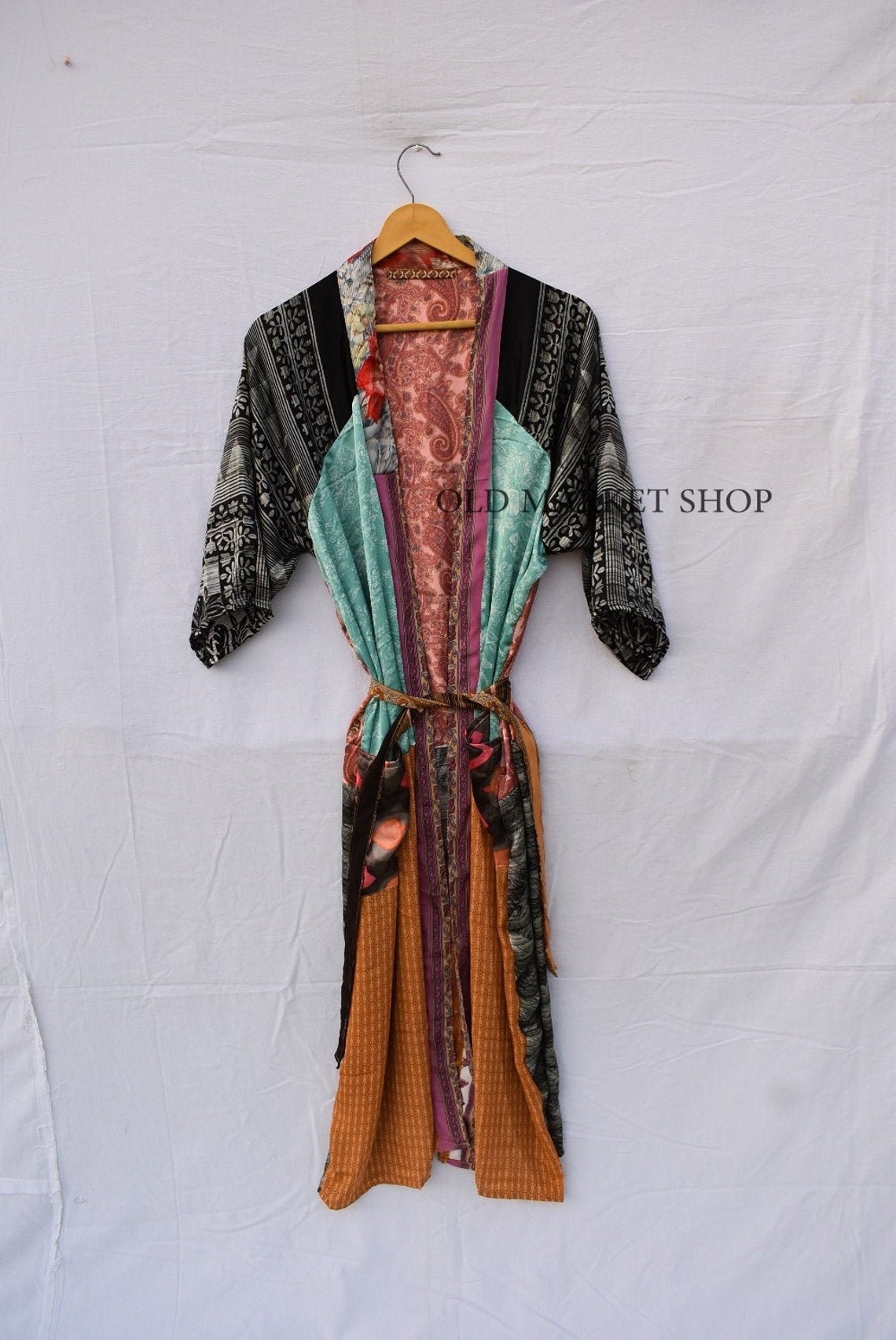 Patchwork bridal kimono dress sari fabric kimono oriental | Etsy