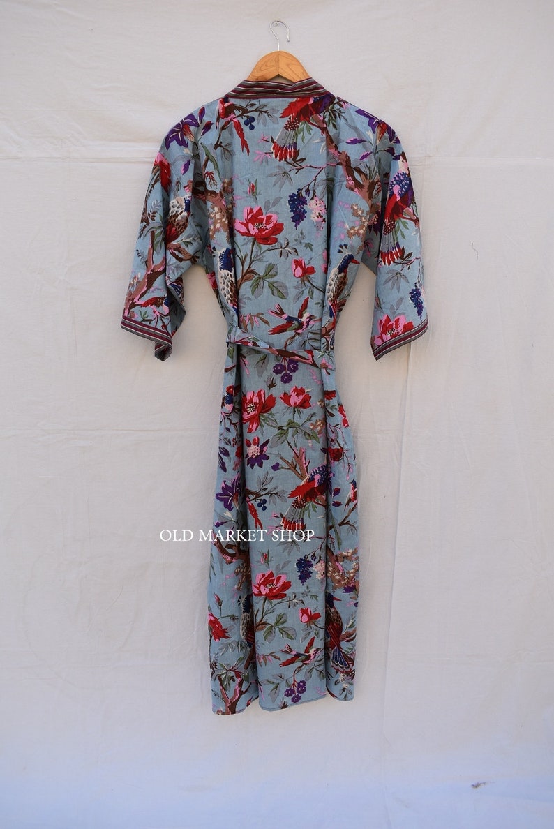 Black Royal Cotton Frida Sleepwear Robes Nightdress Kimono - Etsy