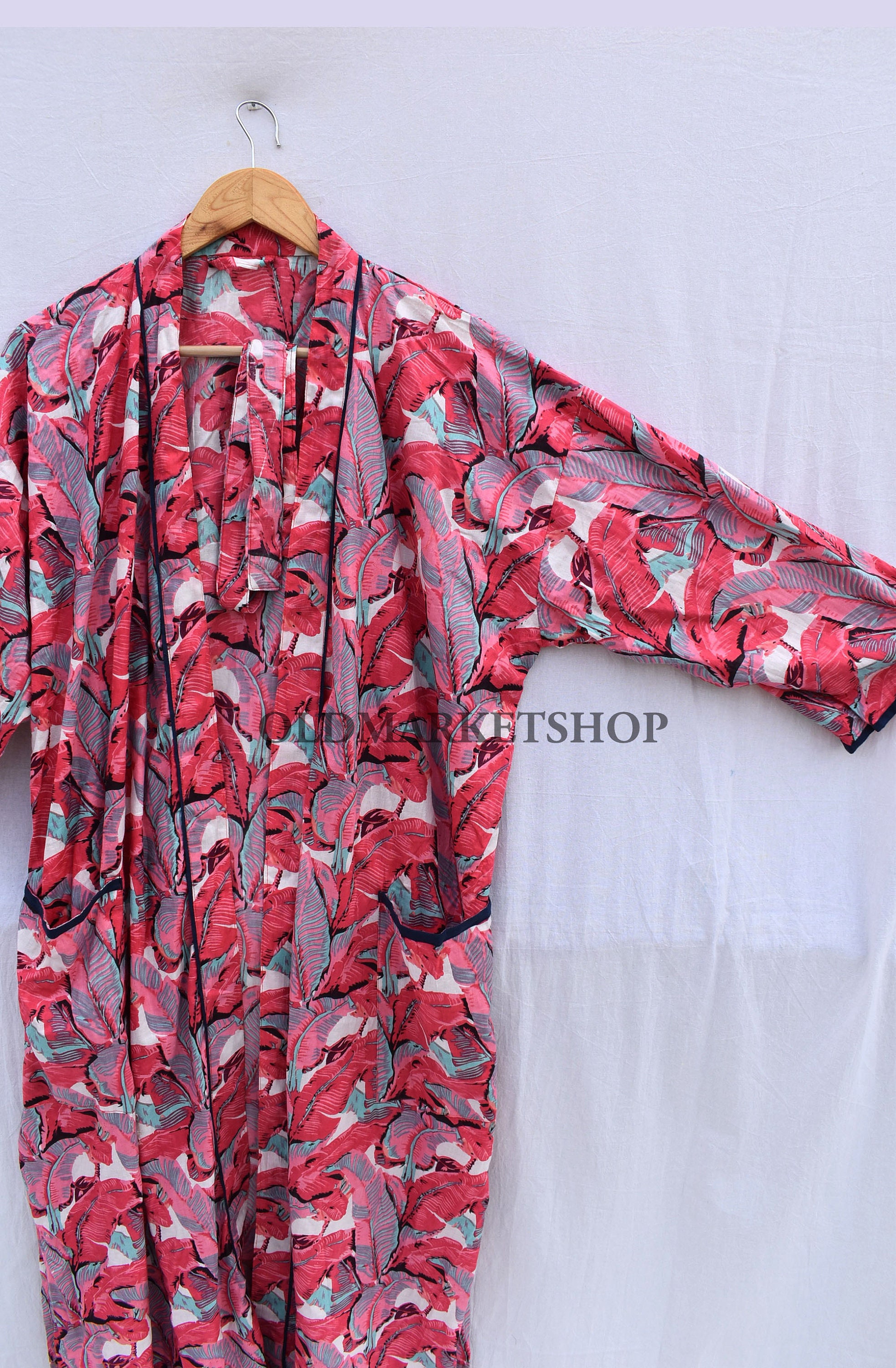 Red Cotton Frida Floral Sleepwear Robes Nightdress Kimono - Etsy