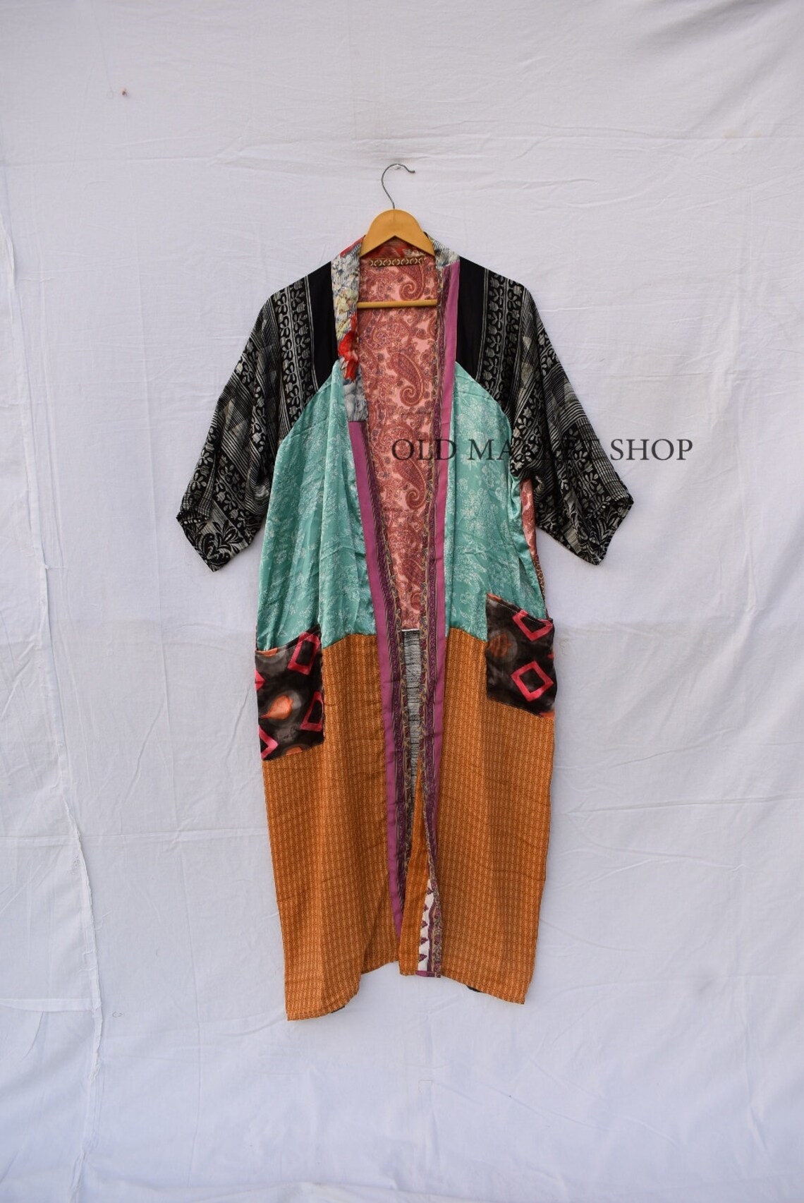 Patchwork bridal kimono dress sari fabric kimono oriental | Etsy