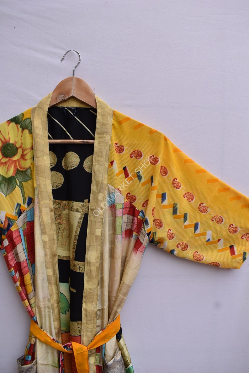 Patchwork Night Robe Indian Vintage Silk Sari Robe Nightdress - Etsy