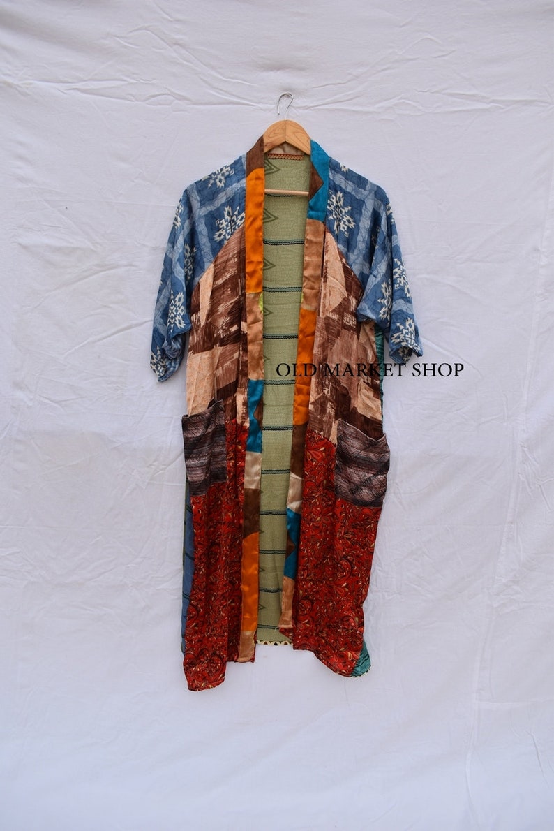 Patchwork Night Robe Indian Vintage Silk Sari Robe Nightdress | Etsy