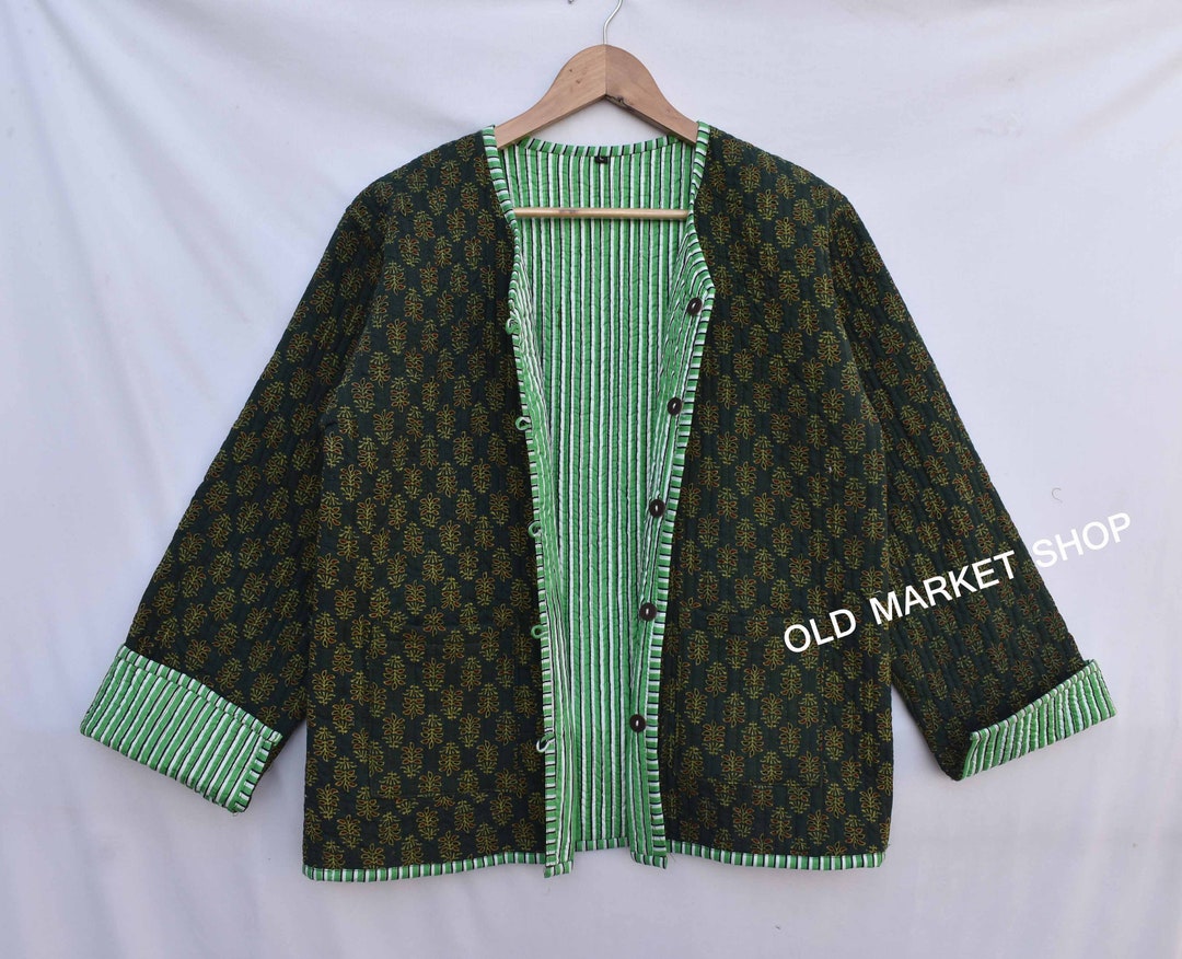 Indian Cotton Jacket, Winter Short Jacket Block Reversible Handmade ...