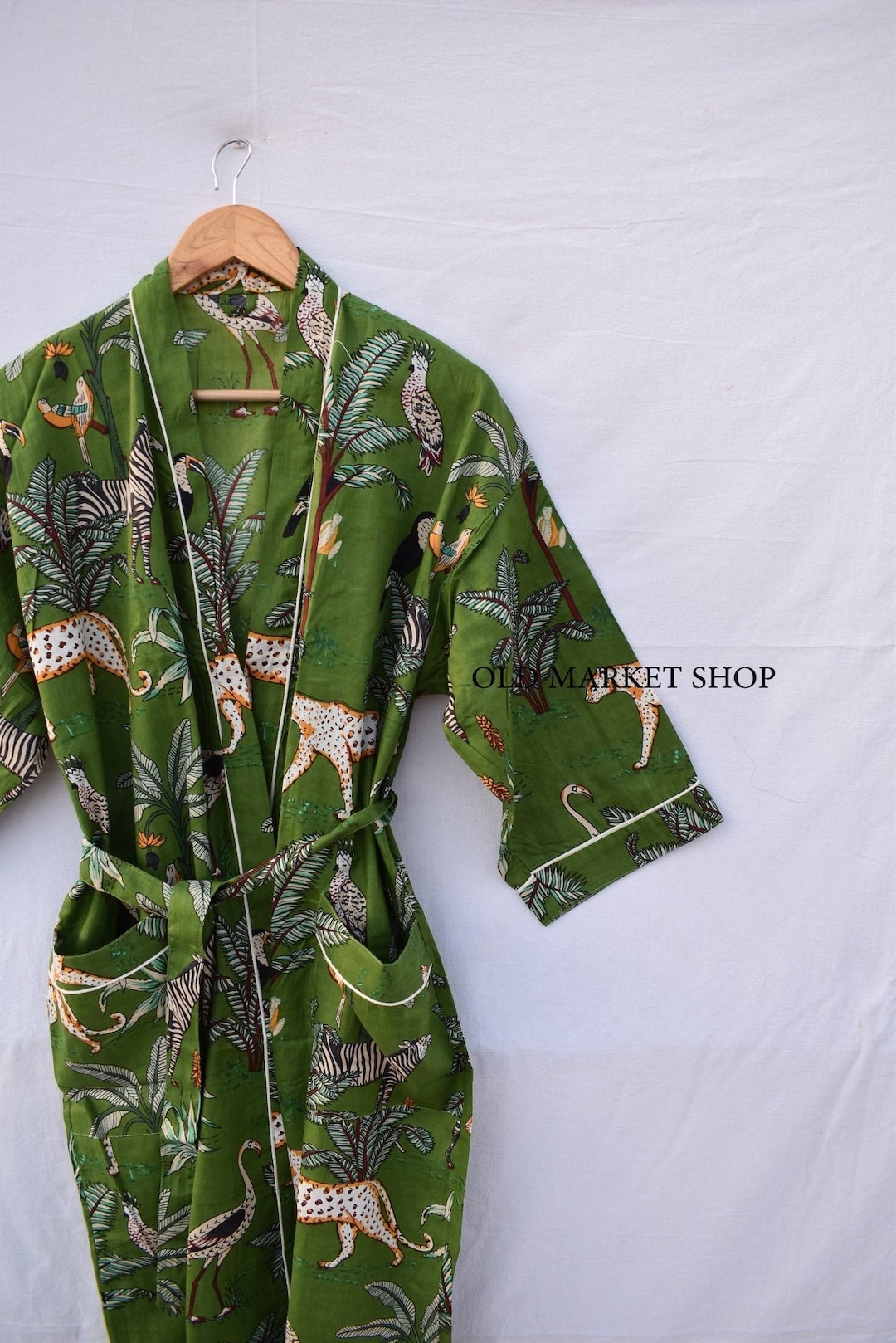 Green 100% Cotton Indian Beach Kimono Robe ,kimono Robe,cotton Robe ...