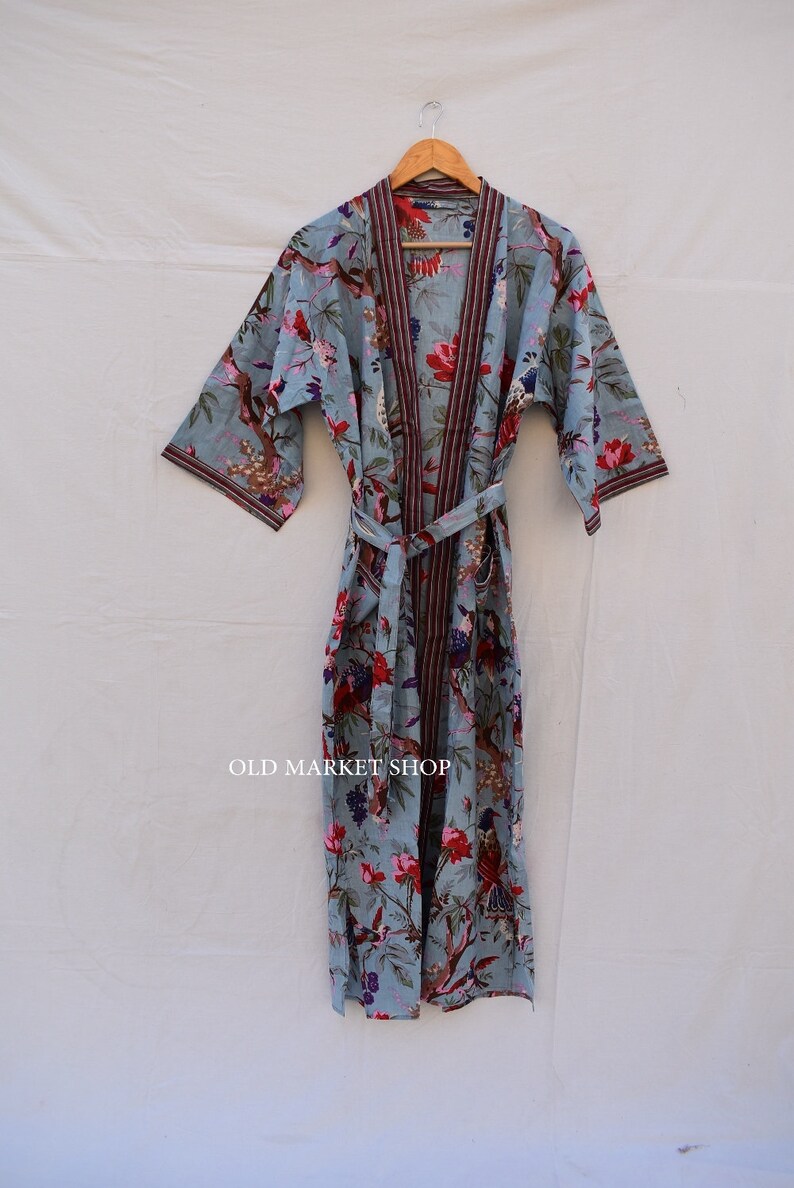 Black Royal Cotton Frida Sleepwear Robes Nightdress Kimono - Etsy