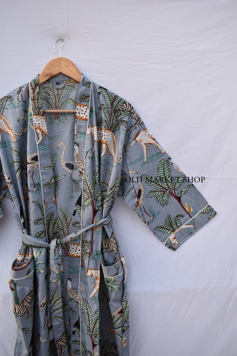Green 100% Cotton Indian Beach Kimono Robe kimono Robecotton - Etsy