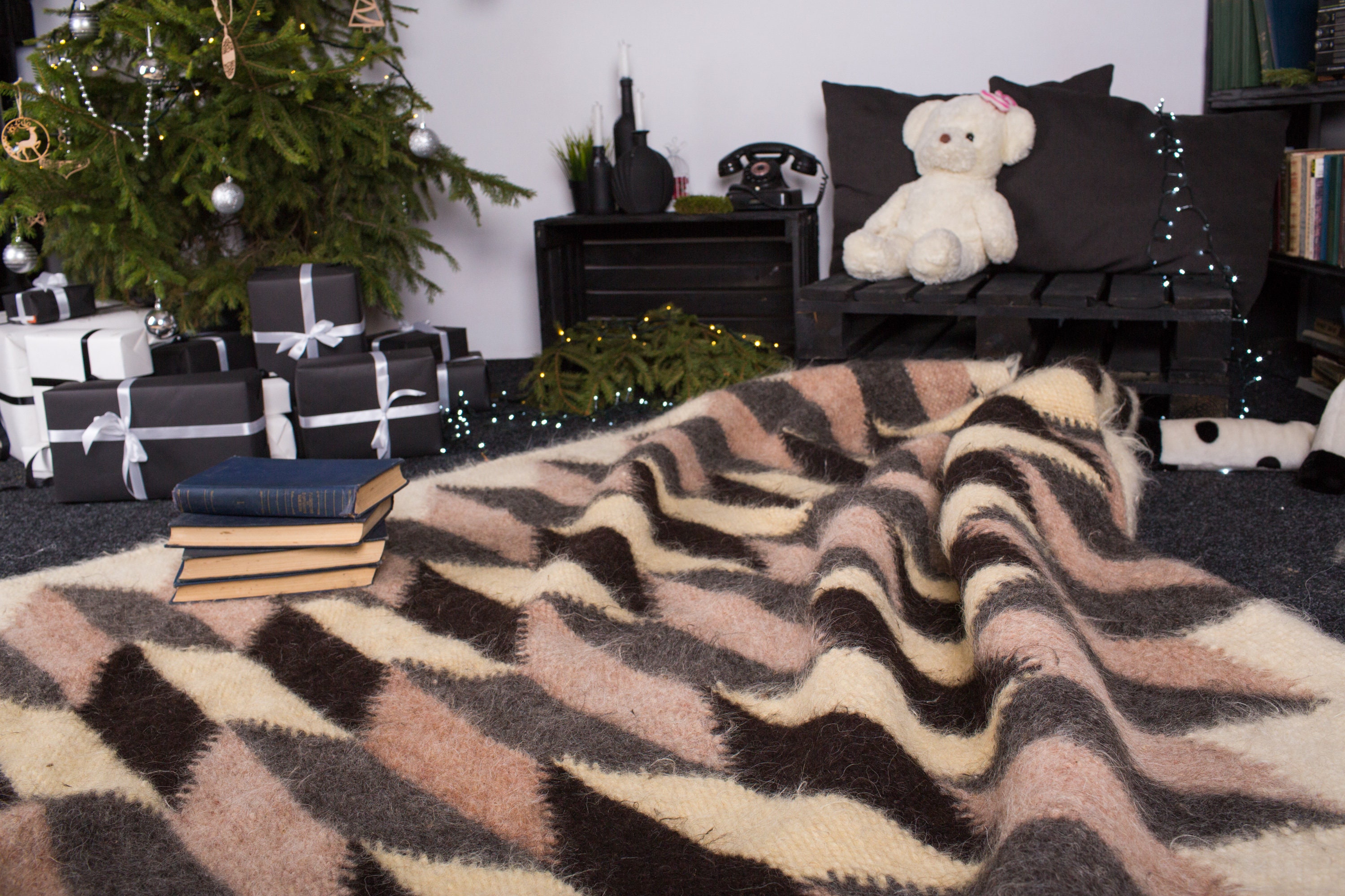 Geometric Handwoven Wool Rug 100% Natural Sheep Wool Area Rug - Etsy