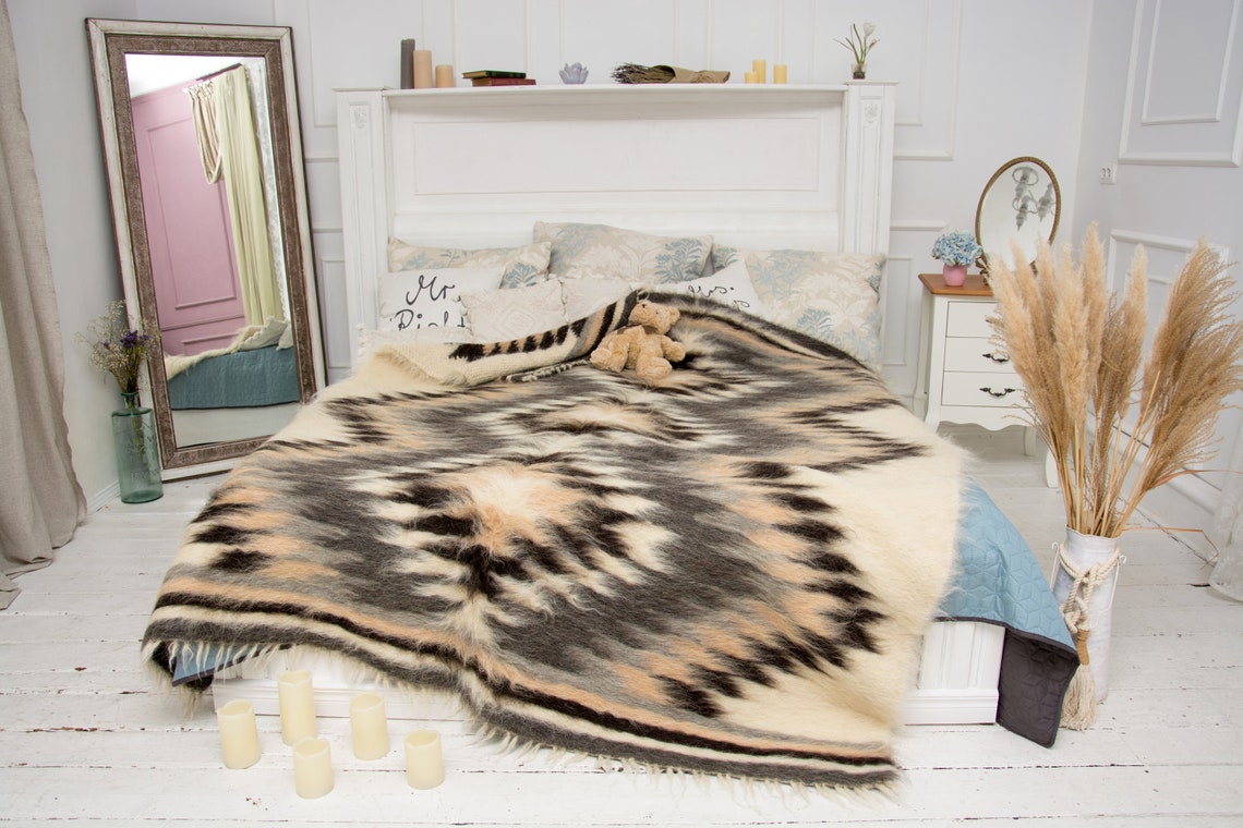 Wool Throw Wool Blanket Queen Size Bedspread California - Etsy