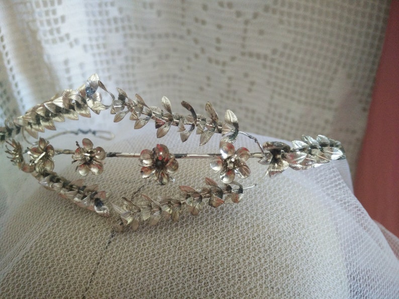 German Silver Myrtle Crown, Myrtle Tiara, Wedding Aniversary , Bridal ...