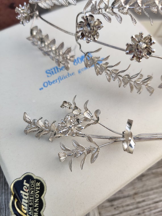 Elegant german myrtle crown, vintage silver wedding T… - Gem