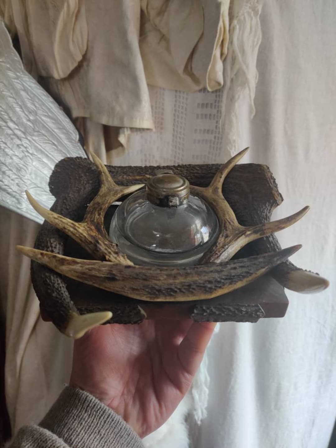 Antique, Victorian Antler Inkwell, German Hunter Cabin Decor, 1890-1910 ...