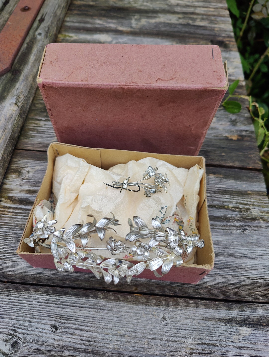 Elegant German Myrtle Crown, Vintage Silver Wedding Tiara, Silver ...