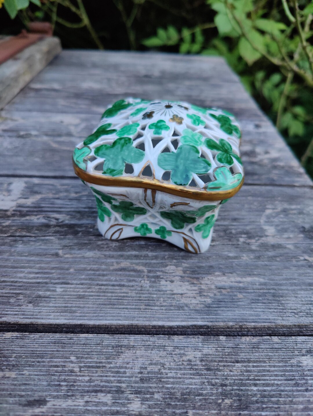 Edwardian or Victorian Clover Box, Trinket Box, Porcelain Box - Etsy