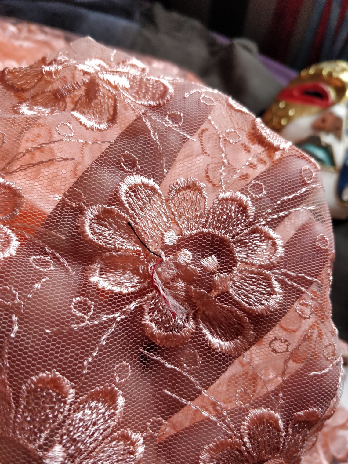 Wide peach lace Fabric 110 m wide ca 35m AS drape | Etsy