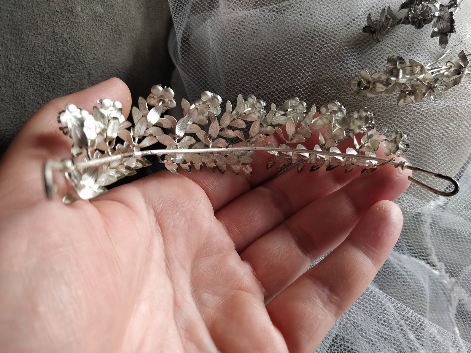 German Silver Myrtle Crown, Myrtle Tiara, Wedding Aniversary , Bridal ...