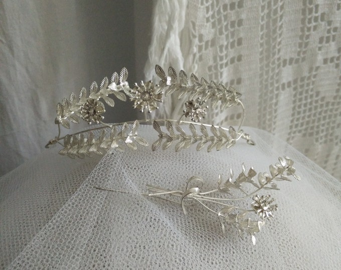 German Silver Myrtle Crown, Myrtle Tiara, Wedding Aniversary , Bridal ...