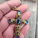 Max Neiger Style Crucifix, Cross Pendant, Withe Blue Rhinestones, Art ...