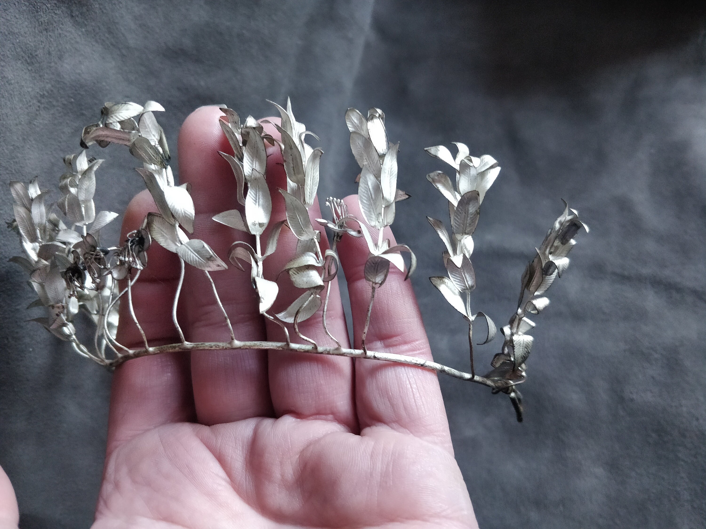 German silver myrtle crown myrtle Tiara wedding aniversary | Etsy