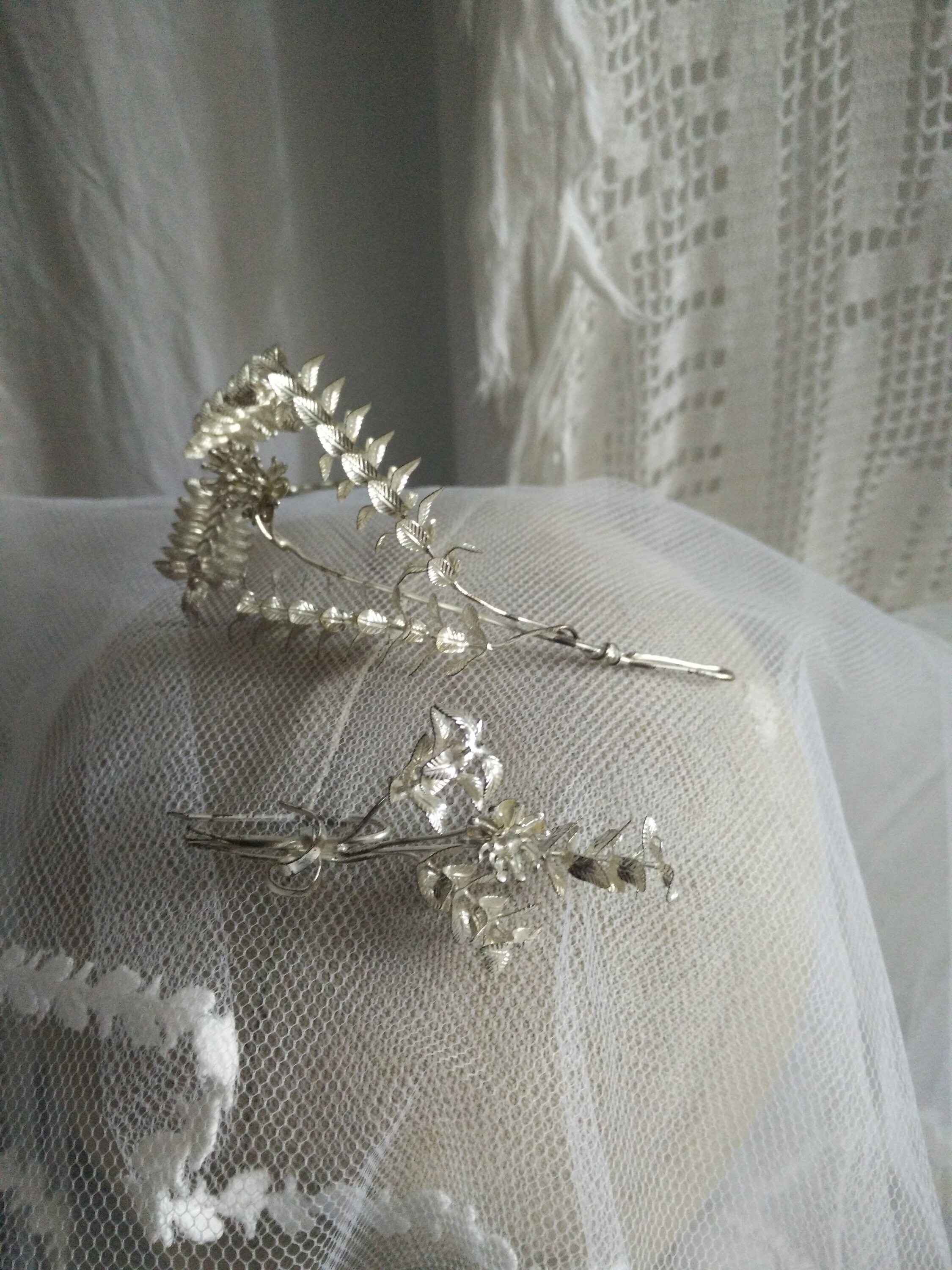 Elegant German Myrtle Crown, Vintage Silver Wedding Tiara, Silver ...