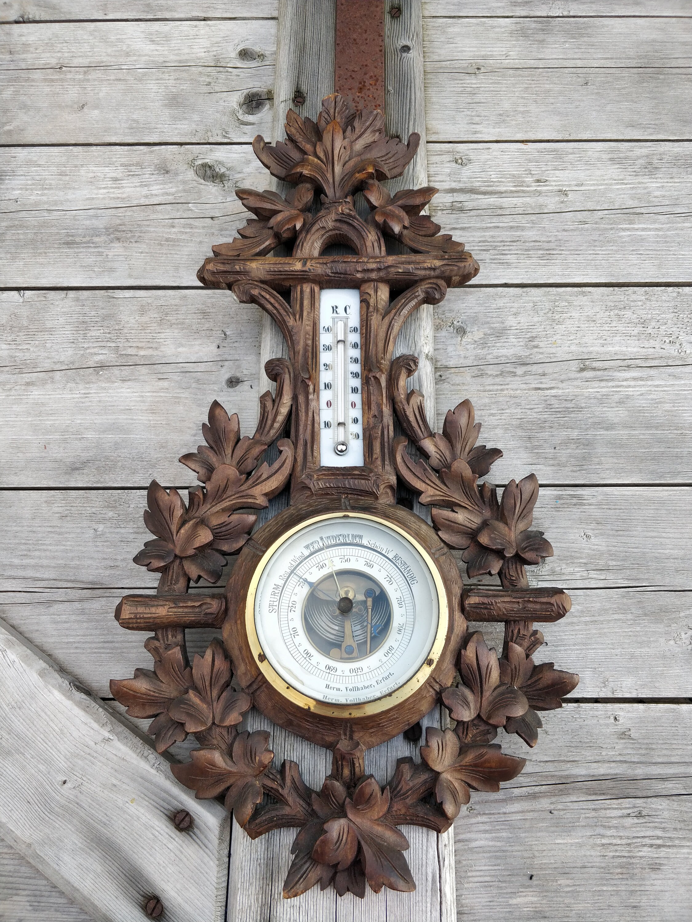 Antique Blackforest Carved Barometer, Black Forest, 1880-1900 ...