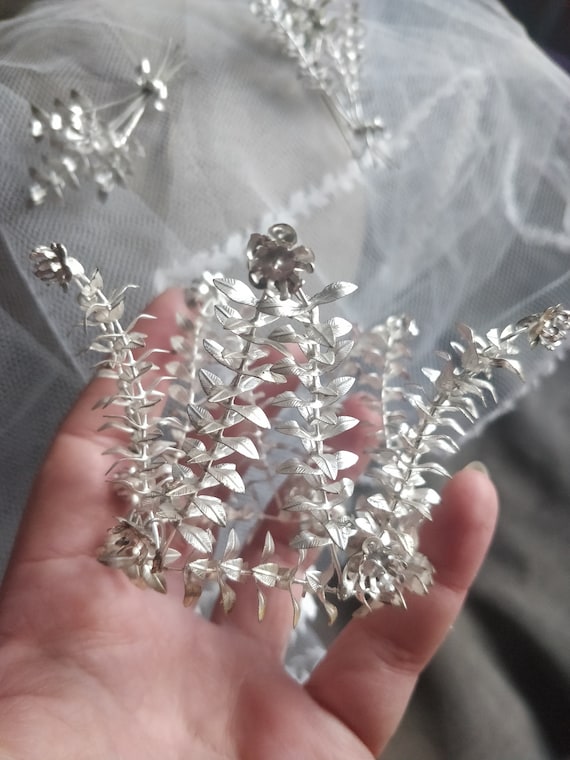 German silver myrtle crown, myrtle Tiara, wedding ani… - Gem