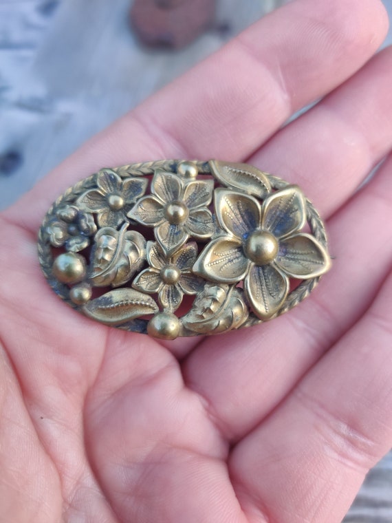 Vintage boho brass brooch, Neiger inspired, Czech art… - Gem