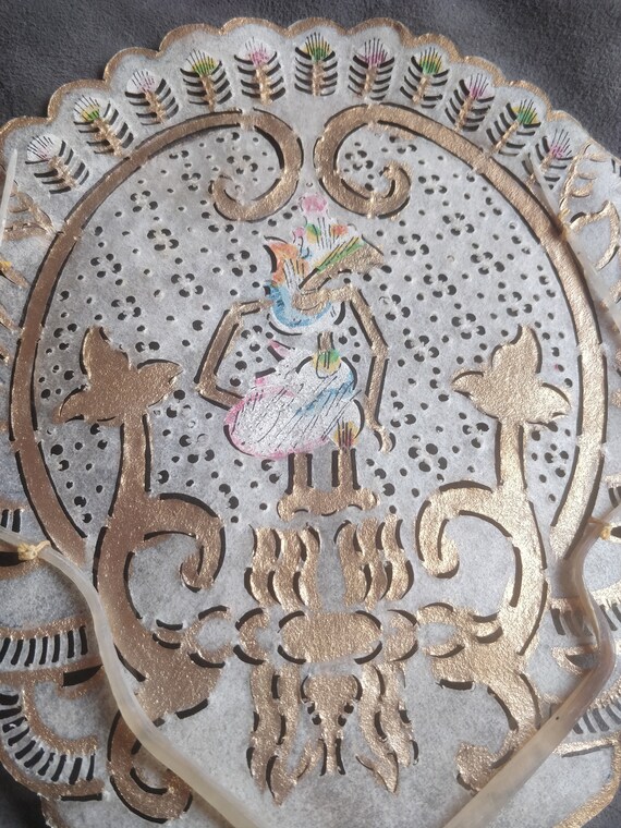Vintage rawhide fans from Bali, indonesian flat fans,… - Gem
