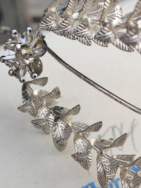 Elegant german myrtle crown, vintage silver wedding T… - Gem