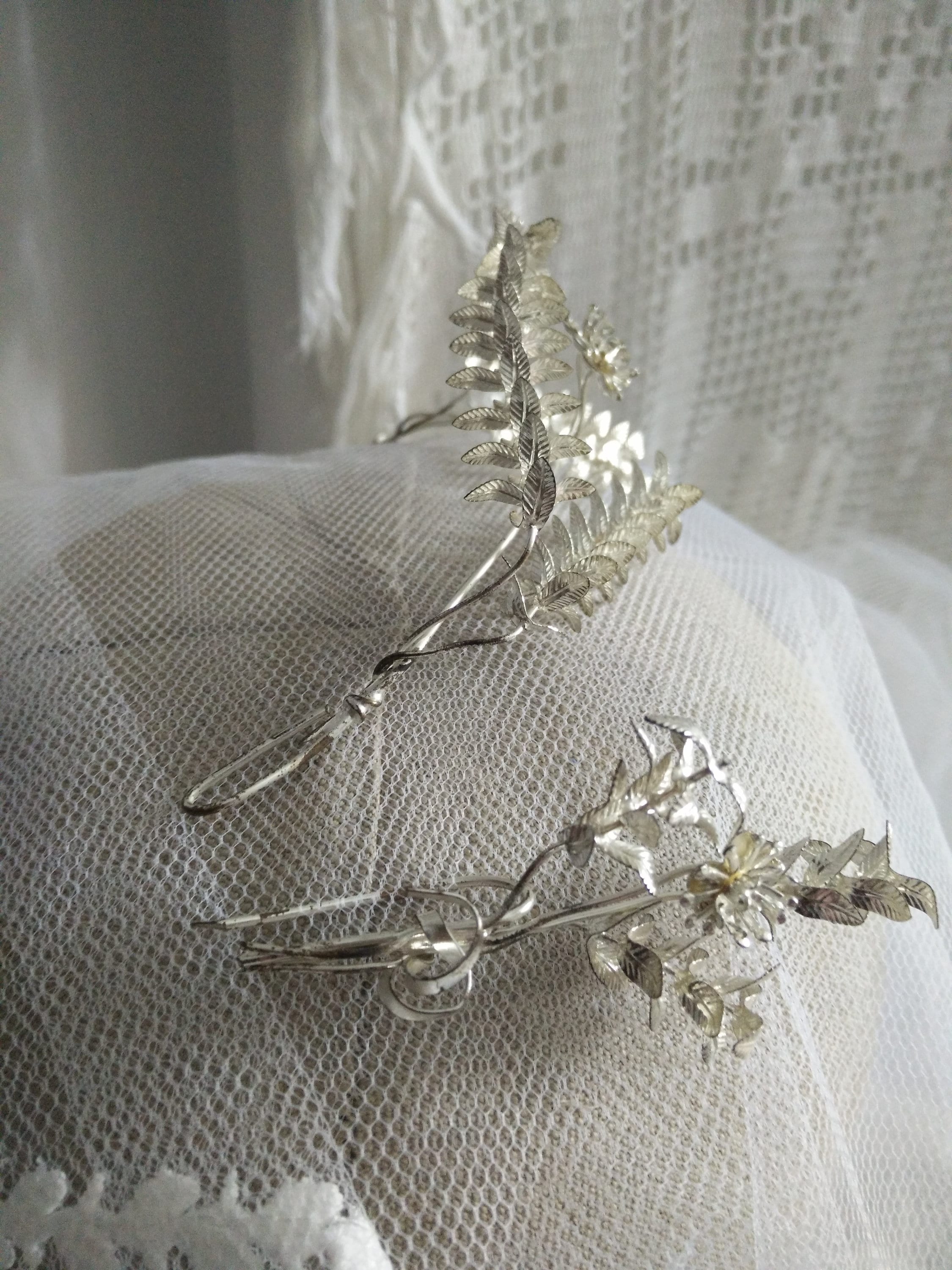 Elegant German Myrtle Crown, Vintage Silver Wedding Tiara, Silver ...