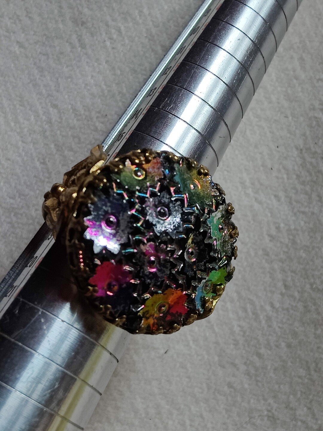 Vintage Carnival Glass, Ormolu Ring, Antique Brass Theater Ring With ...