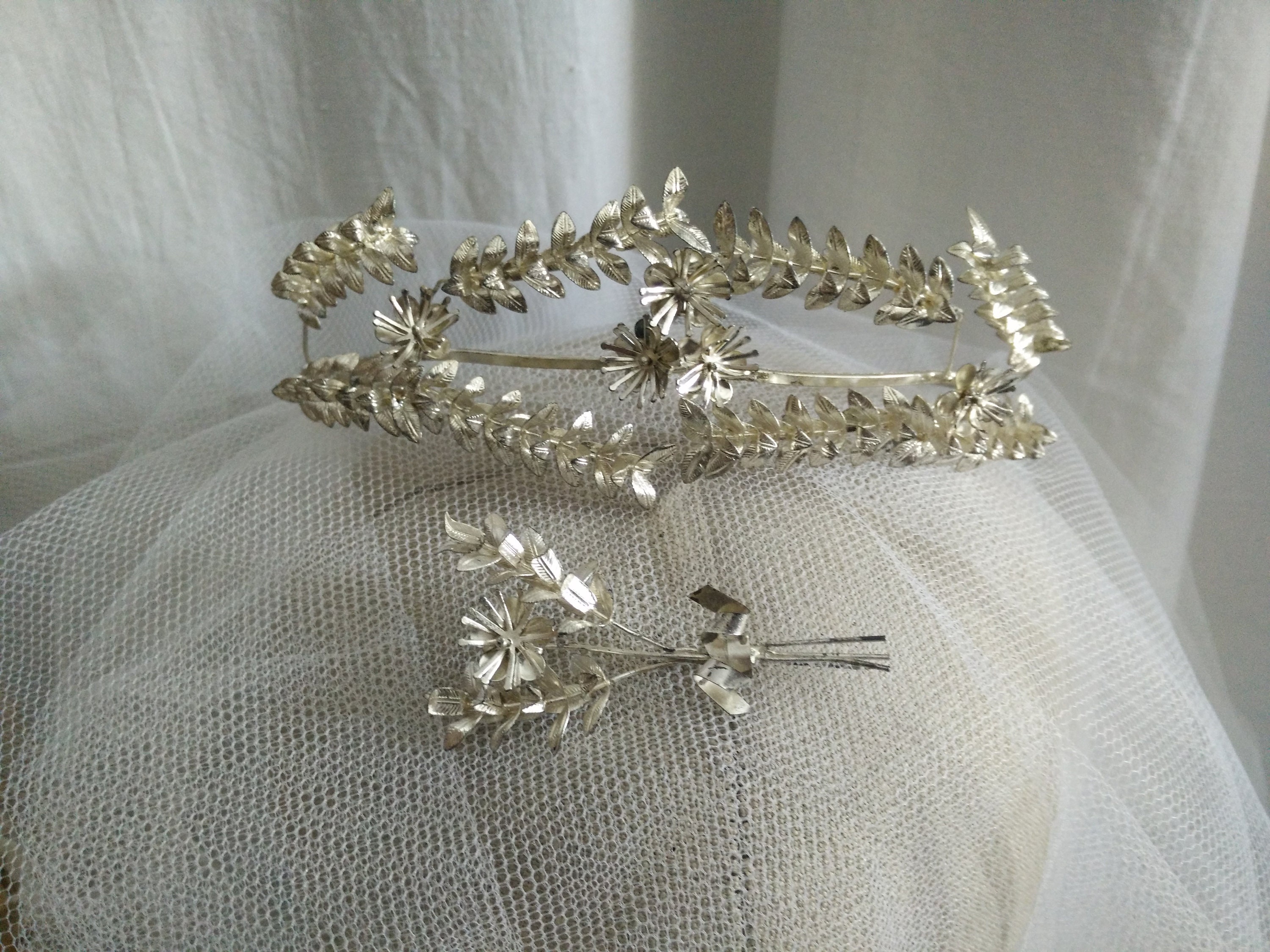 German Silver Myrtle Crown, Myrtle Tiara, Wedding Aniversary , Bridal ...