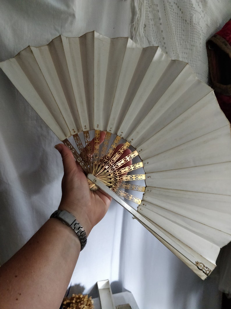 Hand Embroidered White Fan Edwardian so Shabby Chic | Etsy