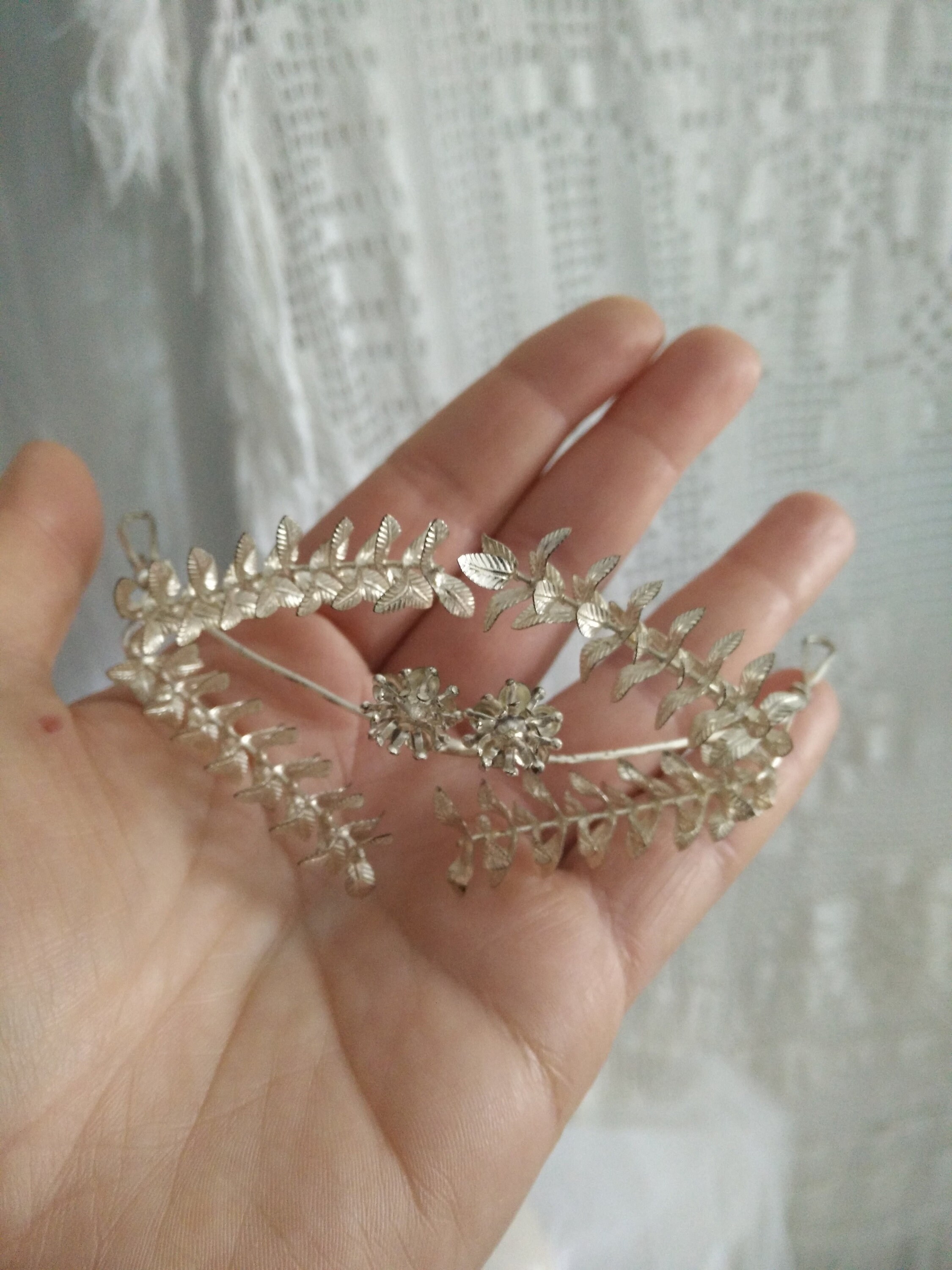 Elegant German Myrtle Crown, Vintage Silver Wedding Tiara, Silver ...
