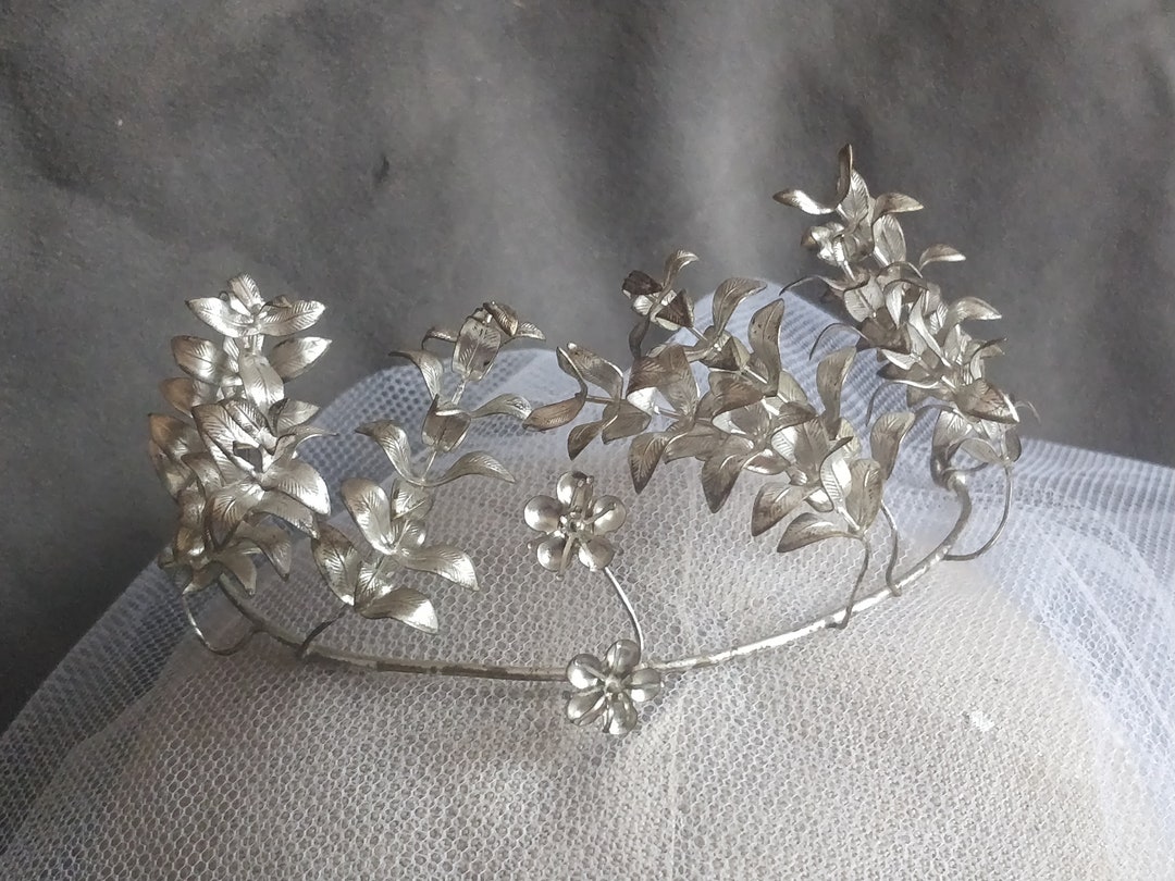 German Silver Myrtle Crown, Myrtle Tiara, Wedding Aniversary , Bridal ...