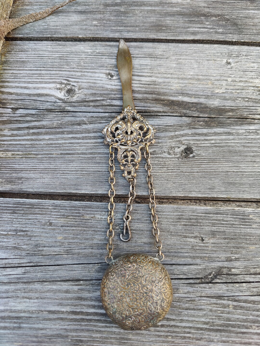 Victorian Chatelaine for a Pocket Watch, Distressed Enamel With Watch ...