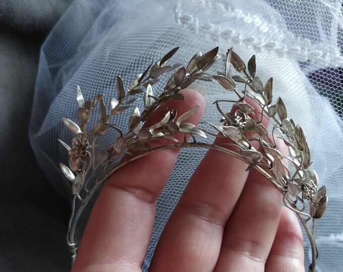 German Silver Myrtle Crown, Myrtle Tiara, Wedding Aniversary , Bridal ...