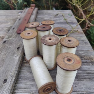 10 Old Spools for Industrial Decor, Thread Spools, Posamentery, Nylon ...