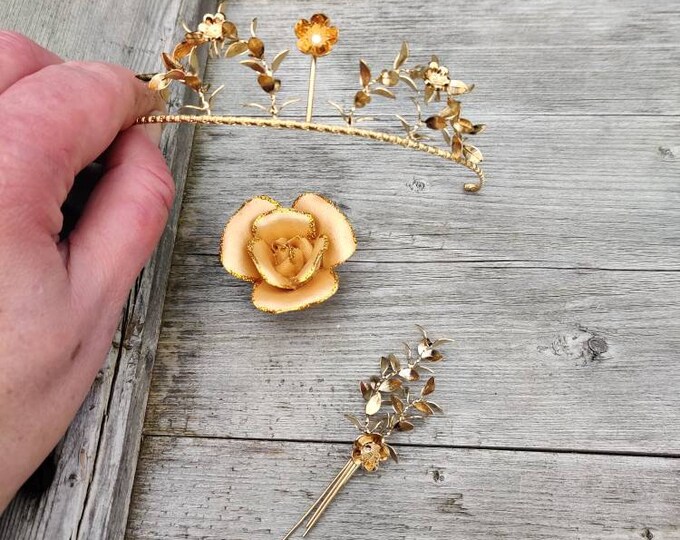 Vintage German Myrtle Tiara, Golden Wedding Crown, Myrtle Tiara ...